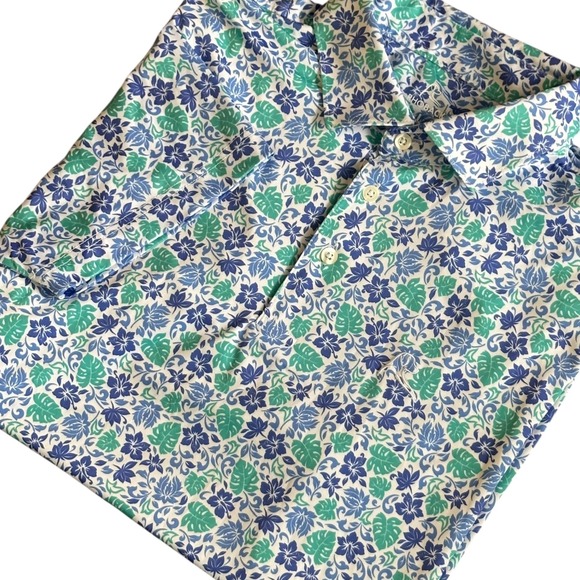 Rhoback | Shirts | Rhoback Polo Mens Large Green Blue Floral Print ...